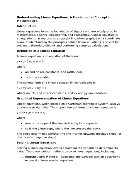Understanding Linear Equations Pdf