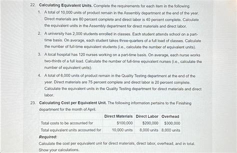 Solved Calculating Equivalent Units Complete The