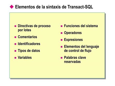 ppt introducción a transact sql powerpoint presentation free