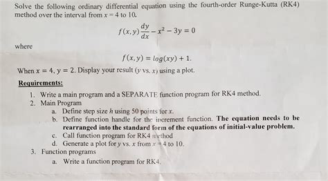 Solved Solve The Following Ordinary Differential Equation