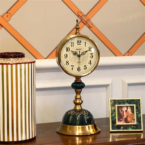 欧式复古钟表座钟客厅大号台钟美式静音时钟卧室台式摆钟桌面摆件 虎窝淘