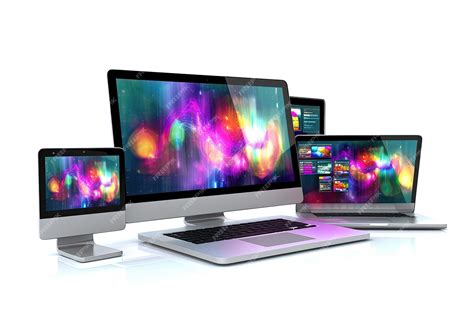 투명한 배경 벡터 모형에 격리된 현대 노트북 아이맥 컴퓨터 벡터 현실적인 병 프리미엄 사진