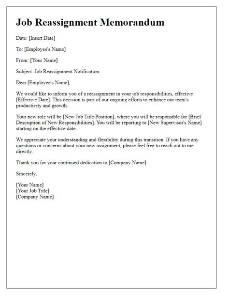 Letter Template For Employee Reassignment Notice Free Samples In Pdf