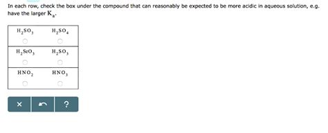 Solved In each row, check the box under the compound that | Chegg.com