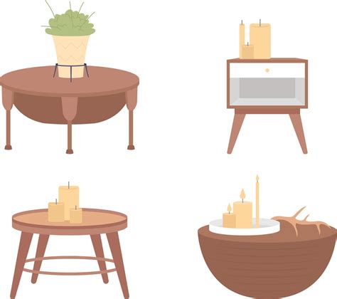 Decorative Table Semi Flat Color Vector Item Set 4834633 Vector Art At Vecteezy