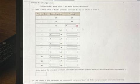 Solved Find Two Numbers Whose Sum Is 25 And Whose Product Is