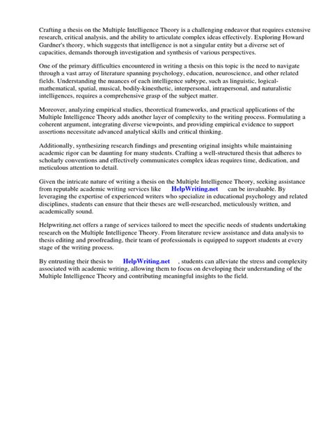 Thesis Multiple Intelligence Theory Download Free Pdf Intelligence Cognitive Psychology