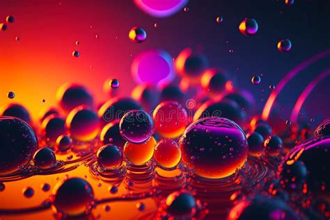 Abstract Fluid Color Bubbles Background Oil Colorful Drops Stock Image