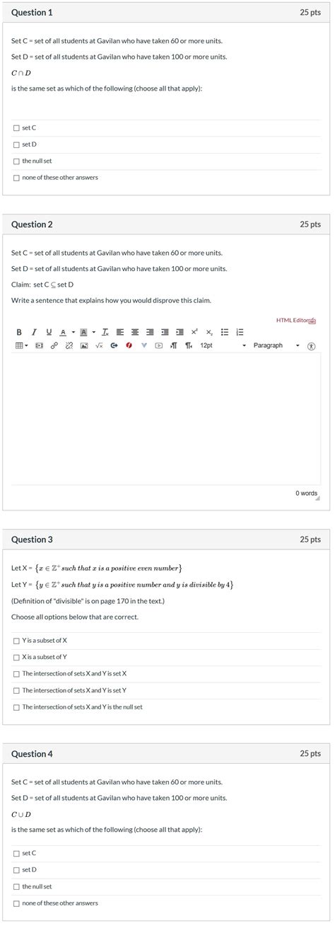 Solved Question 1 25 Pts Set C Set Of All Babes At Chegg Com