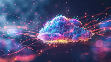Abstract Cloud Computing Concept With Floating Digital Elements And Connectivity Lines Premium