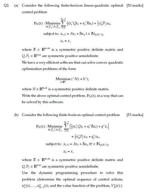 A Consider The Following Finite Horizon Chegg