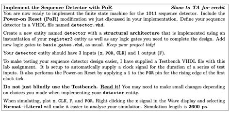 Implement The Sequence Detector With PoR Show To TA Chegg Com