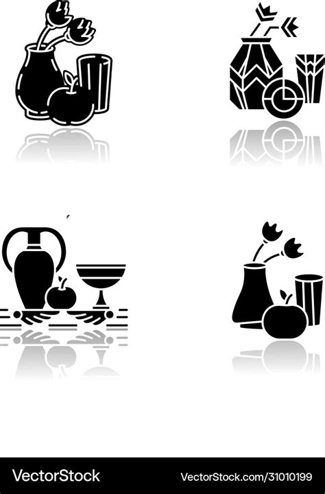 Art Movements Drop Shadow Black Glyph Icons Set Vector Image