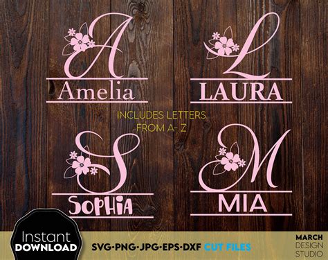 Split Monogram SVG Monogram SVG Floral Monogram SVG Etsy