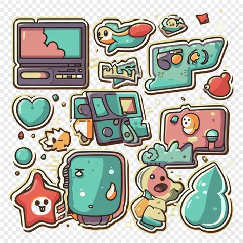 다채로운 만화 아이콘을 설정 벡터상표 Png 일러스트 무료 다운로드 Lovepik