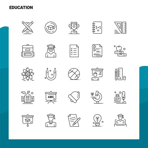 Set Of Education Line Icon Set 25 Icons Vector Minimalism Style Design
