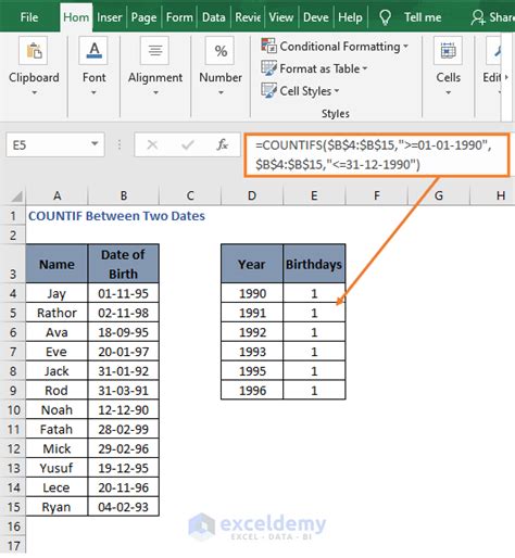 Countif Between Two Dates Exceldemy