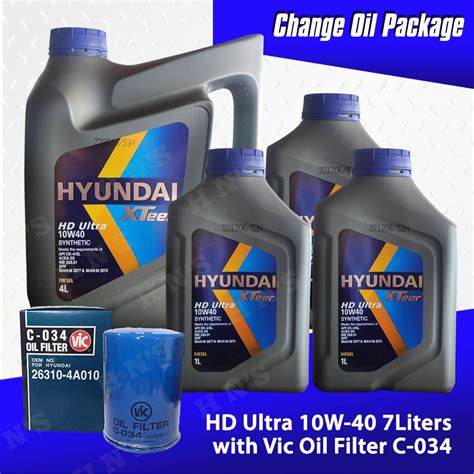 Hyundai XTeer HD Ultra 10W-40 API CK-4 Synthetic Motor Oil 7L bundle ...