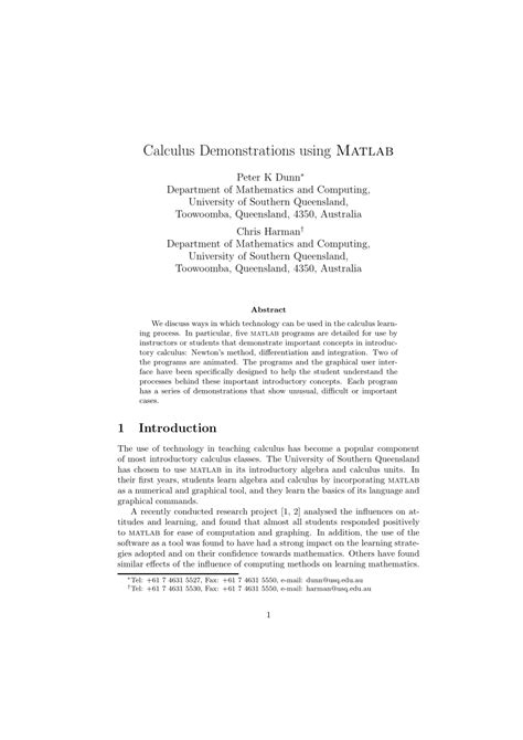Pdf Calculus Demonstrations Using Matlab