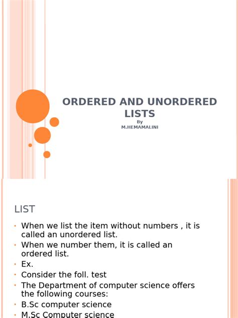 Ordered And Unordered Lists Pdf Ordered And Unordered Lists Pdf
