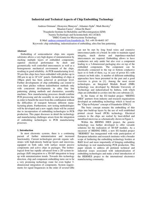 pdf industrial and technical aspects of chip embedding technology