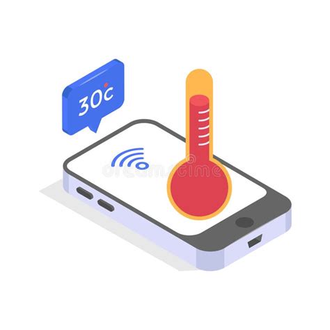 Icon Of A Temperature Sensor Connected Via Iot To A Phone Stock Vector