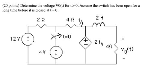 solved determine the voltage v0 t ﻿for t 0 ﻿assume the