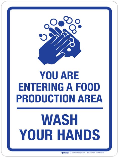 You Are Entering A Food Production Area Wash Your Hands Portrait Wall