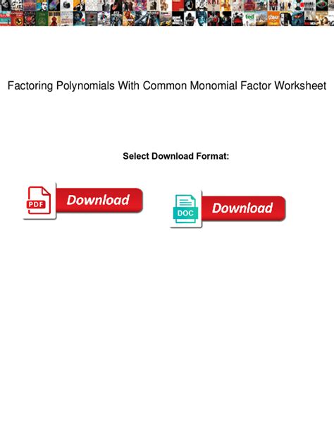 Fillable Online Factoring Polynomials With Common Monomial Factor