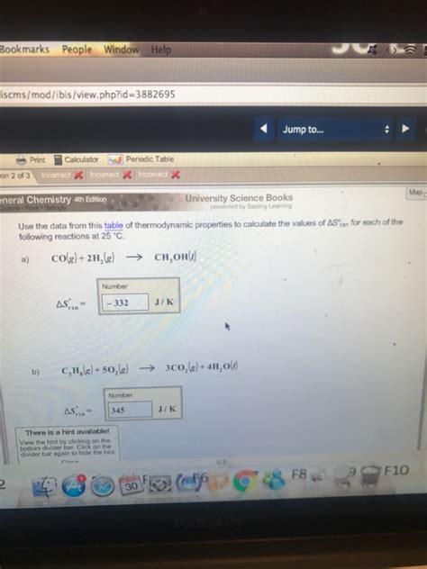 Solved Use The Data From This Table Of Thermodynamic Chegg