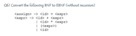 Solved 26 Convert The Following Bnf To Ebnf Without