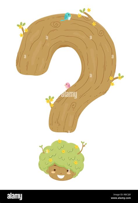 Illustration Of A Face Of A Kid Girl Tree With Wood Forming A Question Mark Stock Photo Alamy