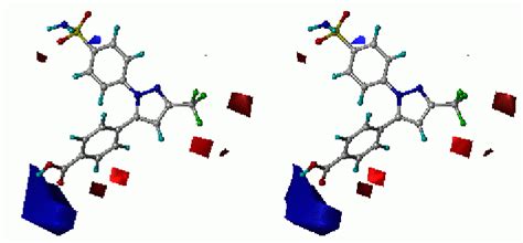 Stereoview Of Comfa Electrostatic Contour Plot Stdev Coeff Molecule