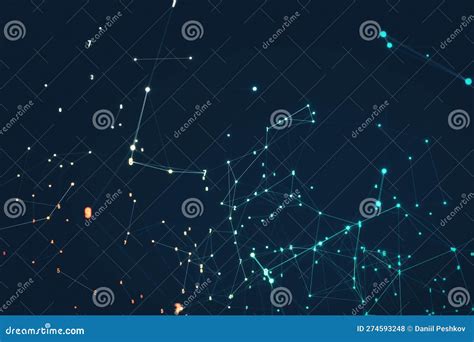 Glowing Polygonal Coding Mesh On Background Technology And Pattern Concept 3d Rendering Stock