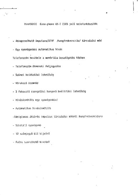 PANASONIC KX-T2365 USERMANUAL HUN Service Manual download, schematics ...