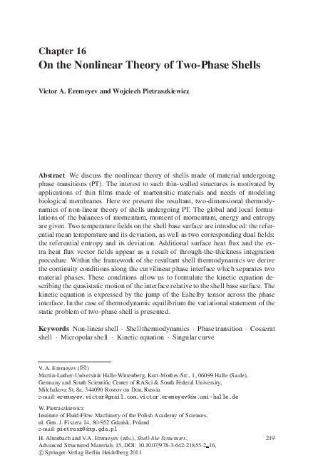 Pdf On The Nonlinear Theory Of Two Phase Shells
