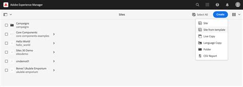 Creating A Site Adobe Experience Manager