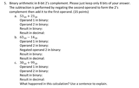 Solved Binary Arithmetic In Bit S Complement Please Chegg