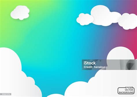 다채로운 구름과 푸른 하늘입니다 벡터 일러스트입니다 계절에 대한 스톡 벡터 아트 및 기타 이미지 계절 구 구름 Istock