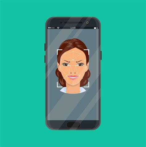 Face Recognition Biometric Security System Concept Face Id Mobile App Phone With Biometric