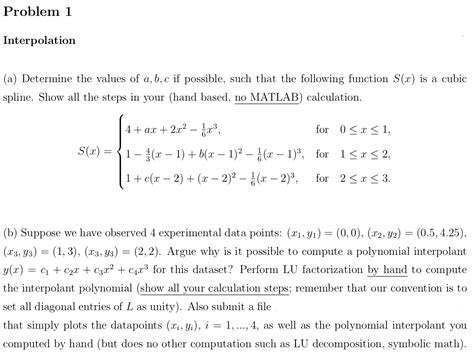 Solved Problem 1 Interpolation A Determine The Values Of