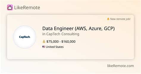 📩 Data Engineer Aws Azure Gcp At 🏢 Captech Consulting Salary 💰75000 160000 📍remote
