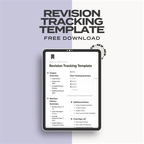Free Revision Tracking Template Keep Track Of Client Revisions