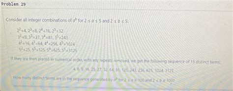 Solved Consider All Integer Combinations Of Ab For 2≤a≤5 And