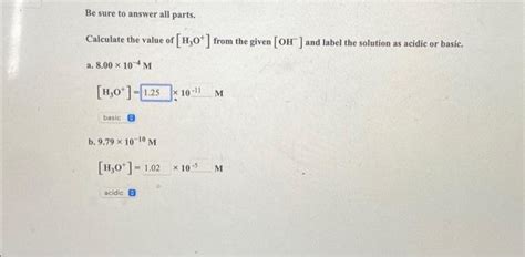 Solved Be Sure To Answer All Parts Calculate The Value Of