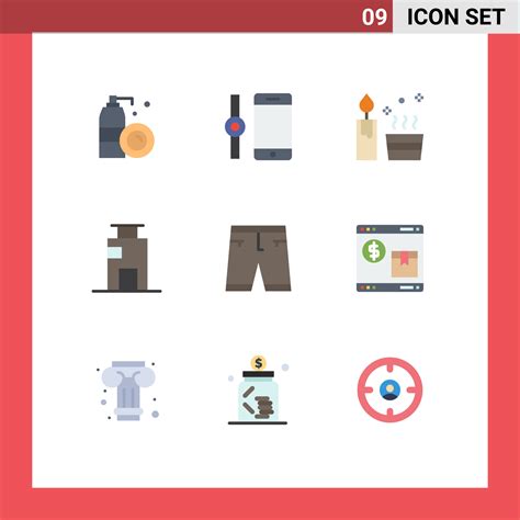 9 User Interface Flat Color Pack Of Modern Signs And Symbols Of Clothe Office Natural City
