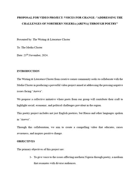 Writing Cluster Proposal To Media Cluster Pdf Poetry Social Media