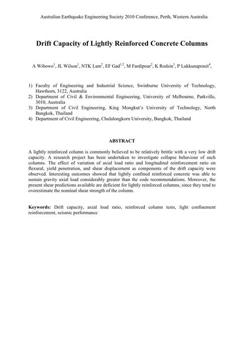 Pdf Drift Capacity Of Lightly Reinforced Concrete Columns · Pdf Filedrift Capacity Of