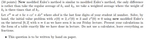 solved 50 points new modified euler s method is similar to