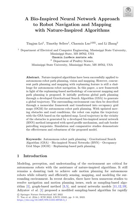 Pdf A Bio Inspired Neural Network Approach To Robot Navigation And